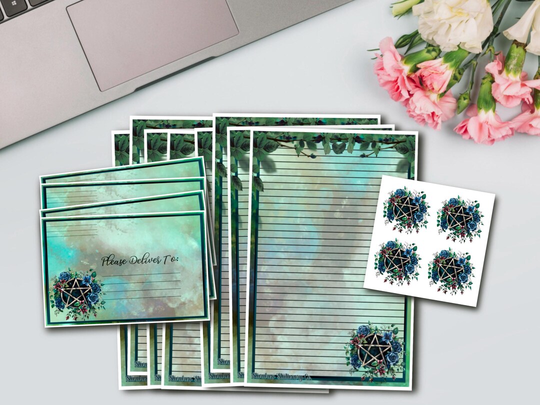Floral Pentagram Stationery Set: Witchy Pen Pal Letter Writing - Etsy