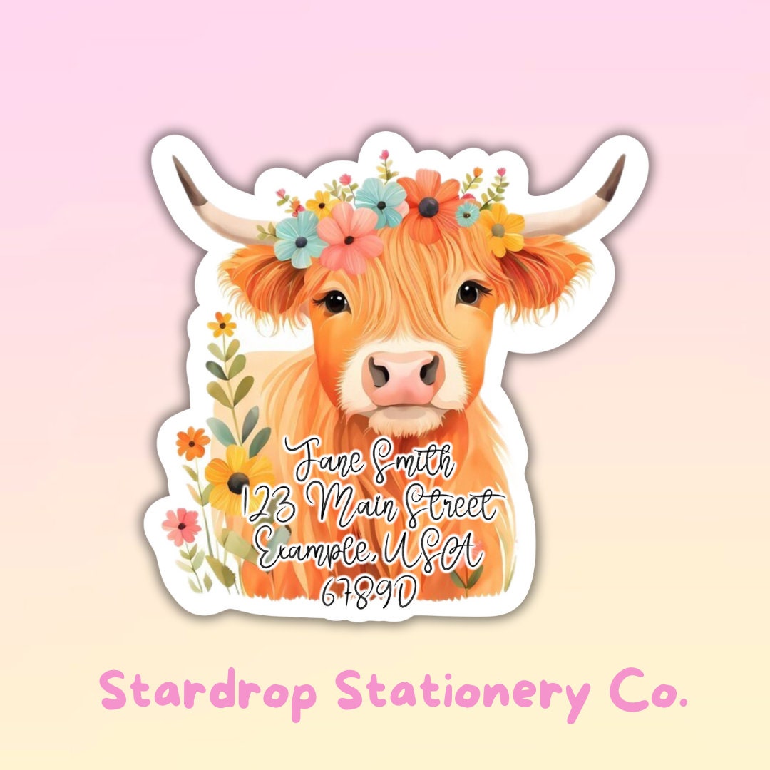 Highland Cow Custom Address Labels | Shaped Address Label ...