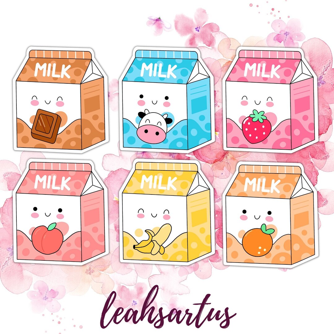 Cute Kawaii Milk Carton Die Cut Sticker Set White Milk - Etsy