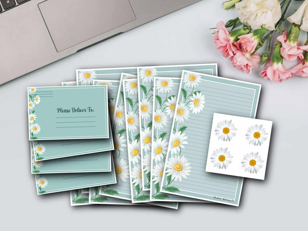 Daisy Stationery Set: Floral Letter Writing Paper, Envelopes & Seals - Etsy