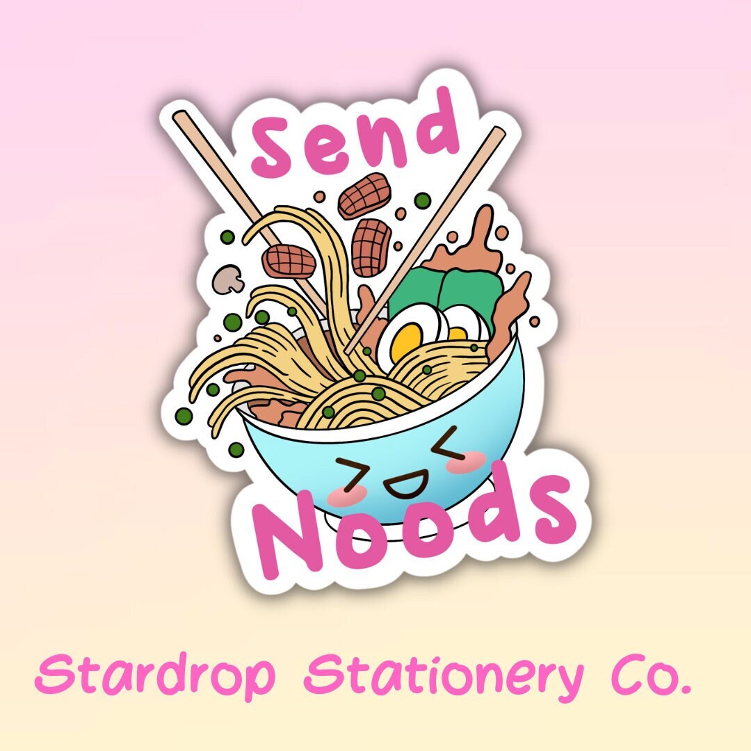 Send Noods Cute Kawaii Ramen Bowl Die Cut Sticker Funny - Etsy