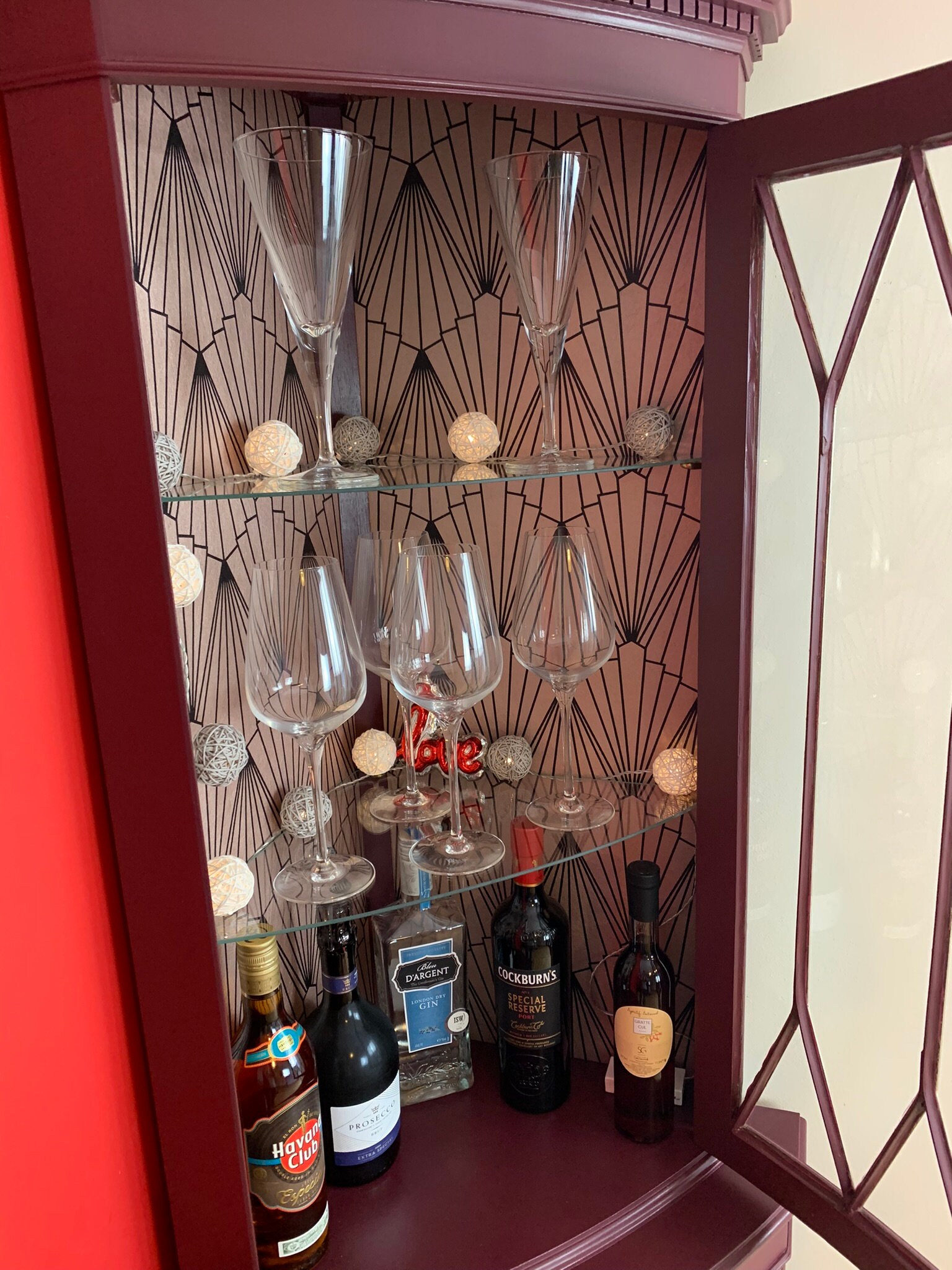 Vintage Drinks Corner Display Cabinet Purple With Art Deco Motifs - Etsy UK
