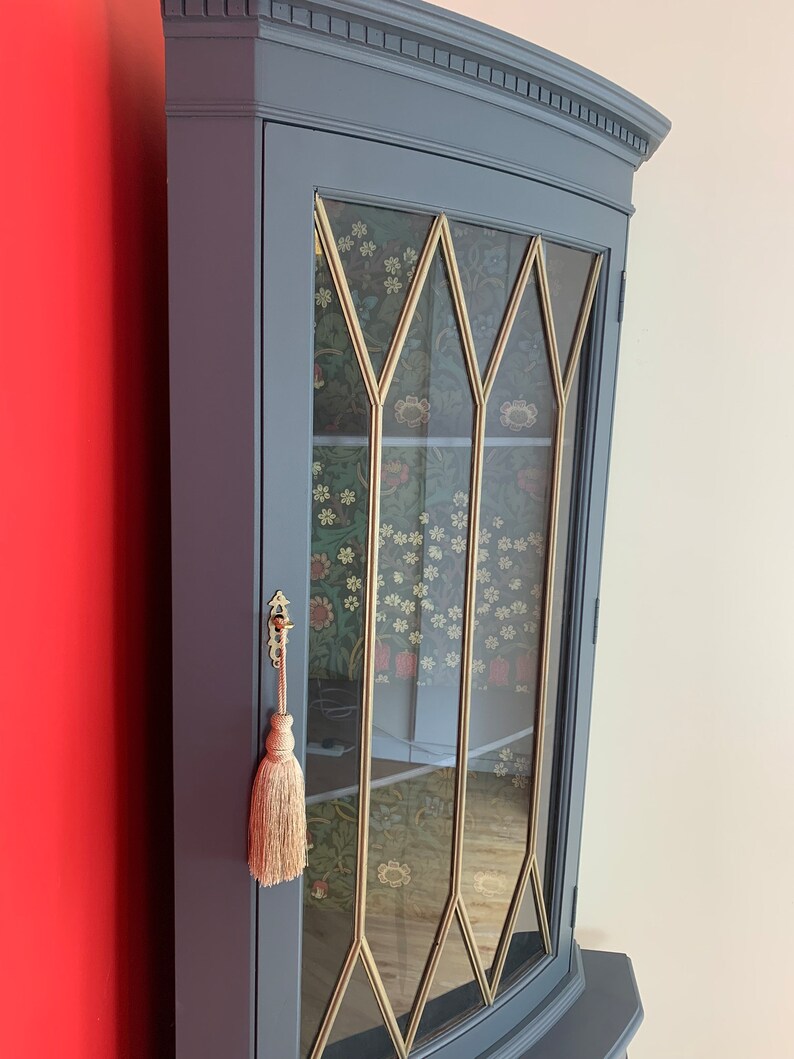 Vintage Grey Drinks Corner Display Cabinet - Etsy UK