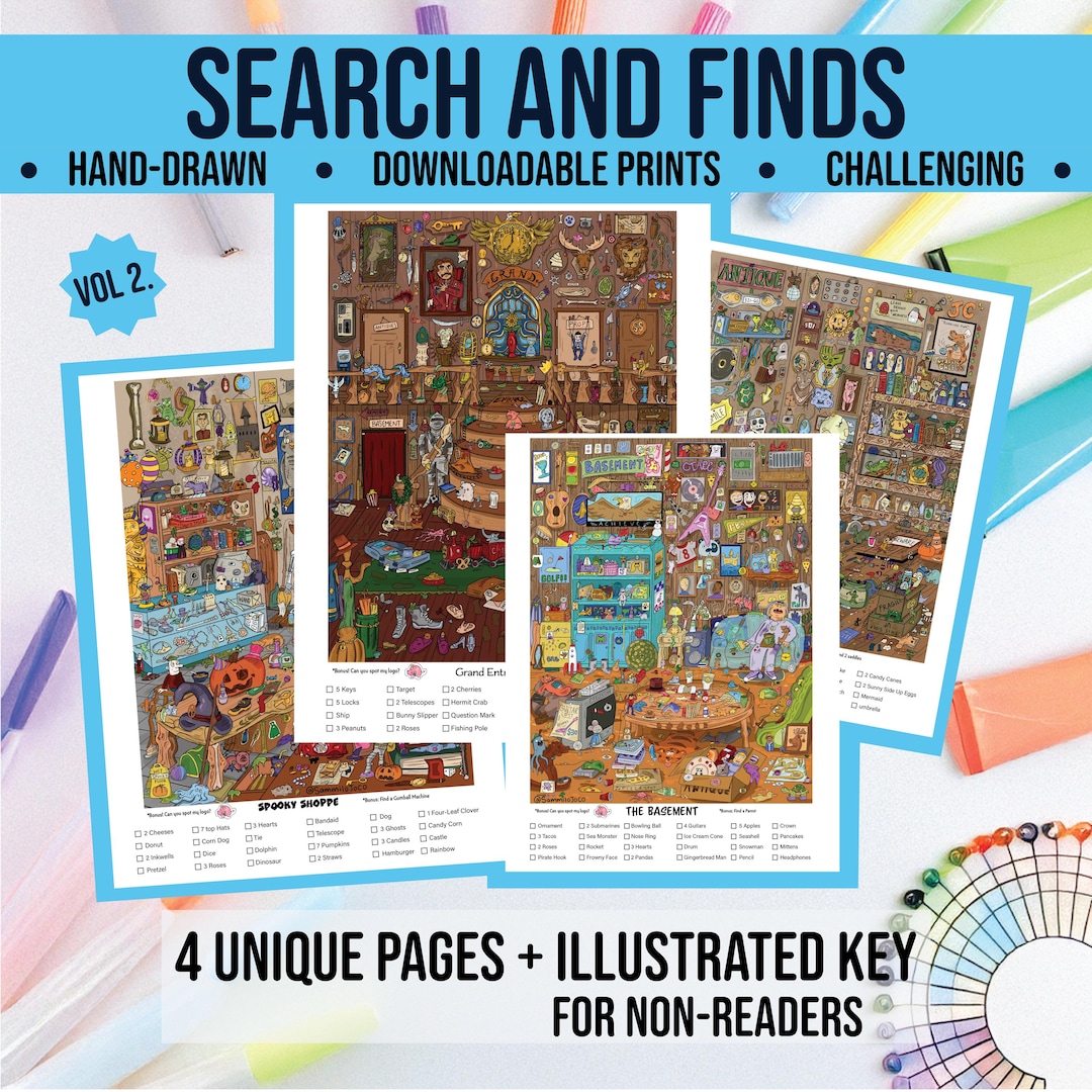 Hand-drawn Search and Find – Hidden Picture Puzzle Game (digital ...