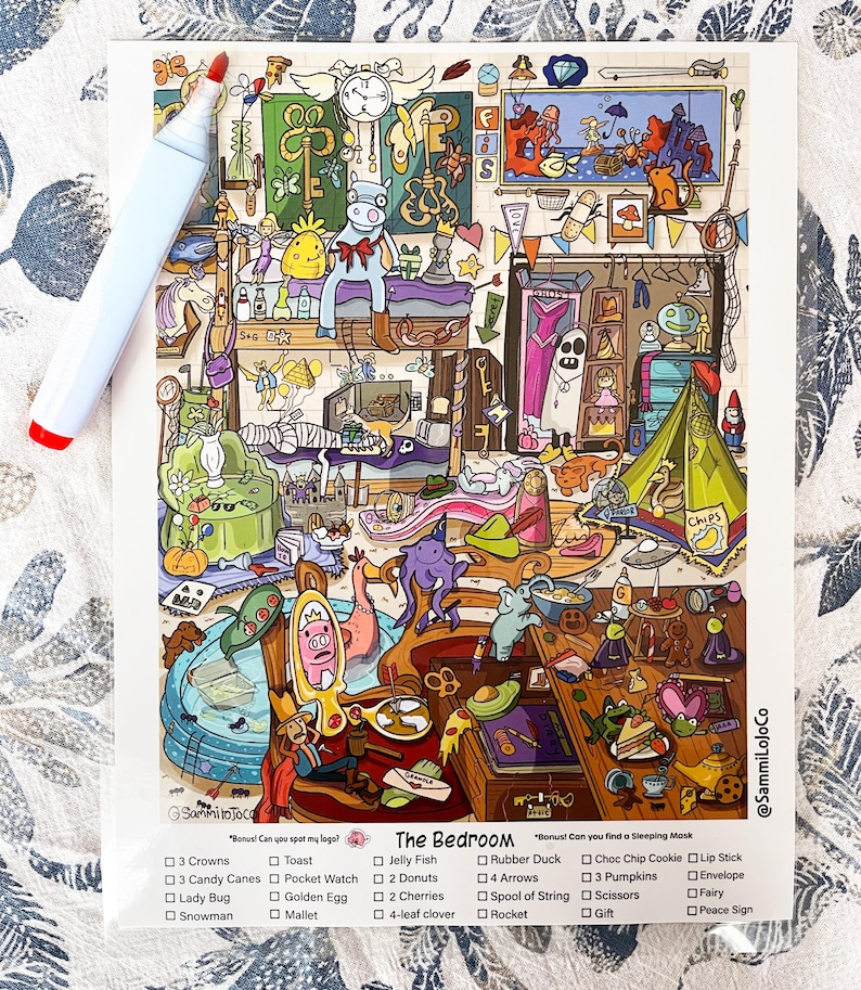 Search and Find Activity Pages – Hand-drawn Printable Hidden Object ...