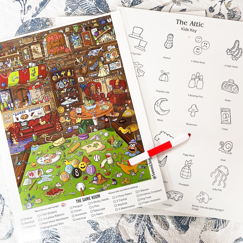 Search and Find Activity Pages – Hand-drawn Printable Hidden Object ...
