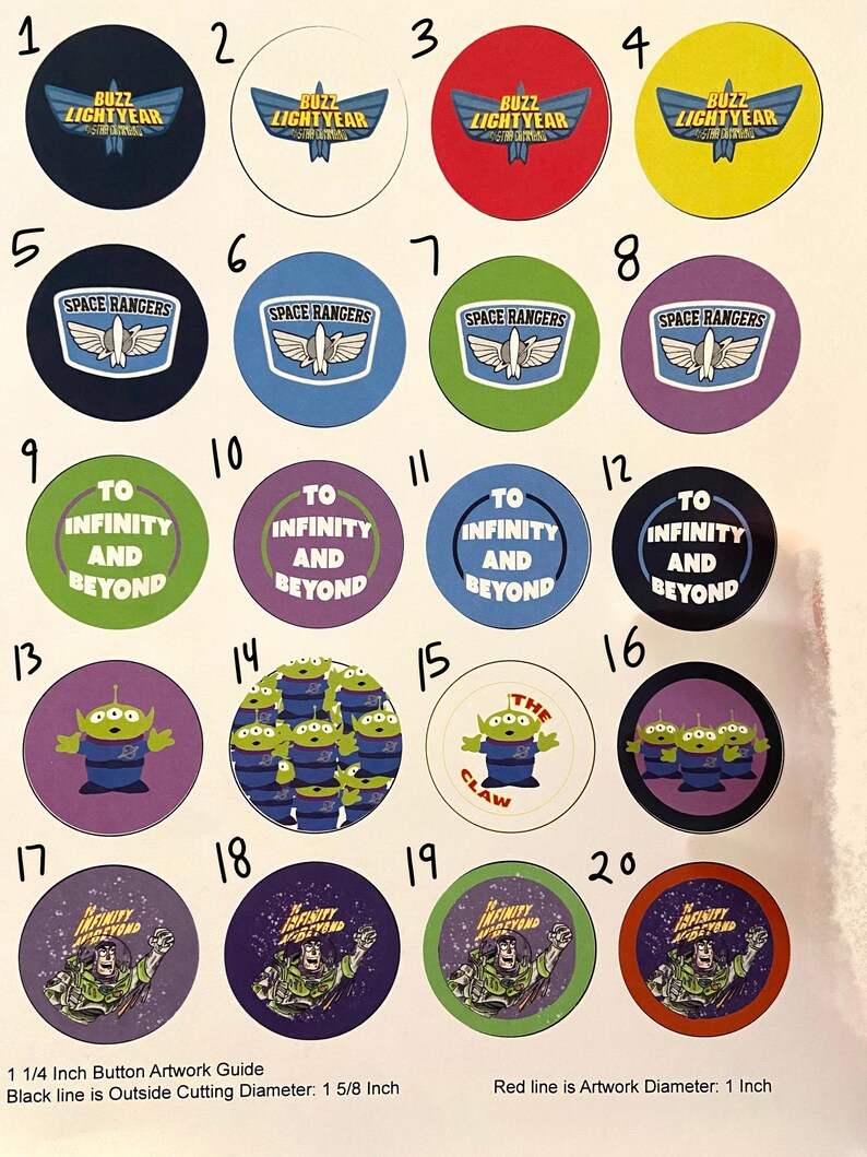 LIGHTYEAR Buttons YOU CHOOSE Custom Pin Pack With the New Buzz ...