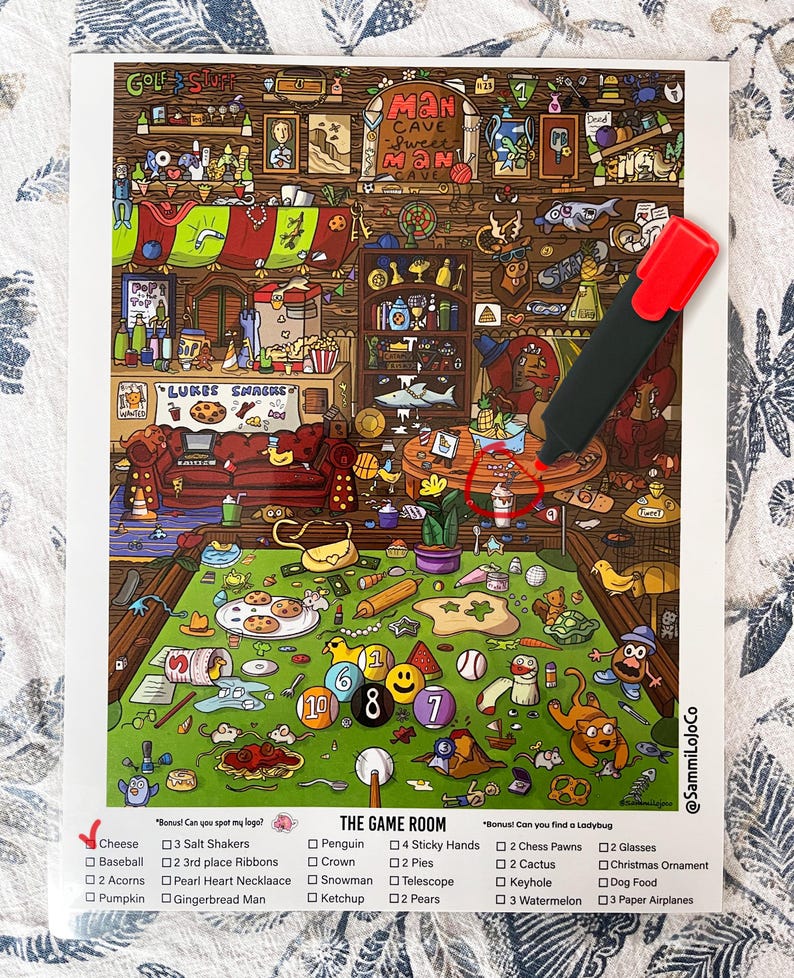 Search and Find Activity Pages – Hand-drawn Printable Hidden Object ...