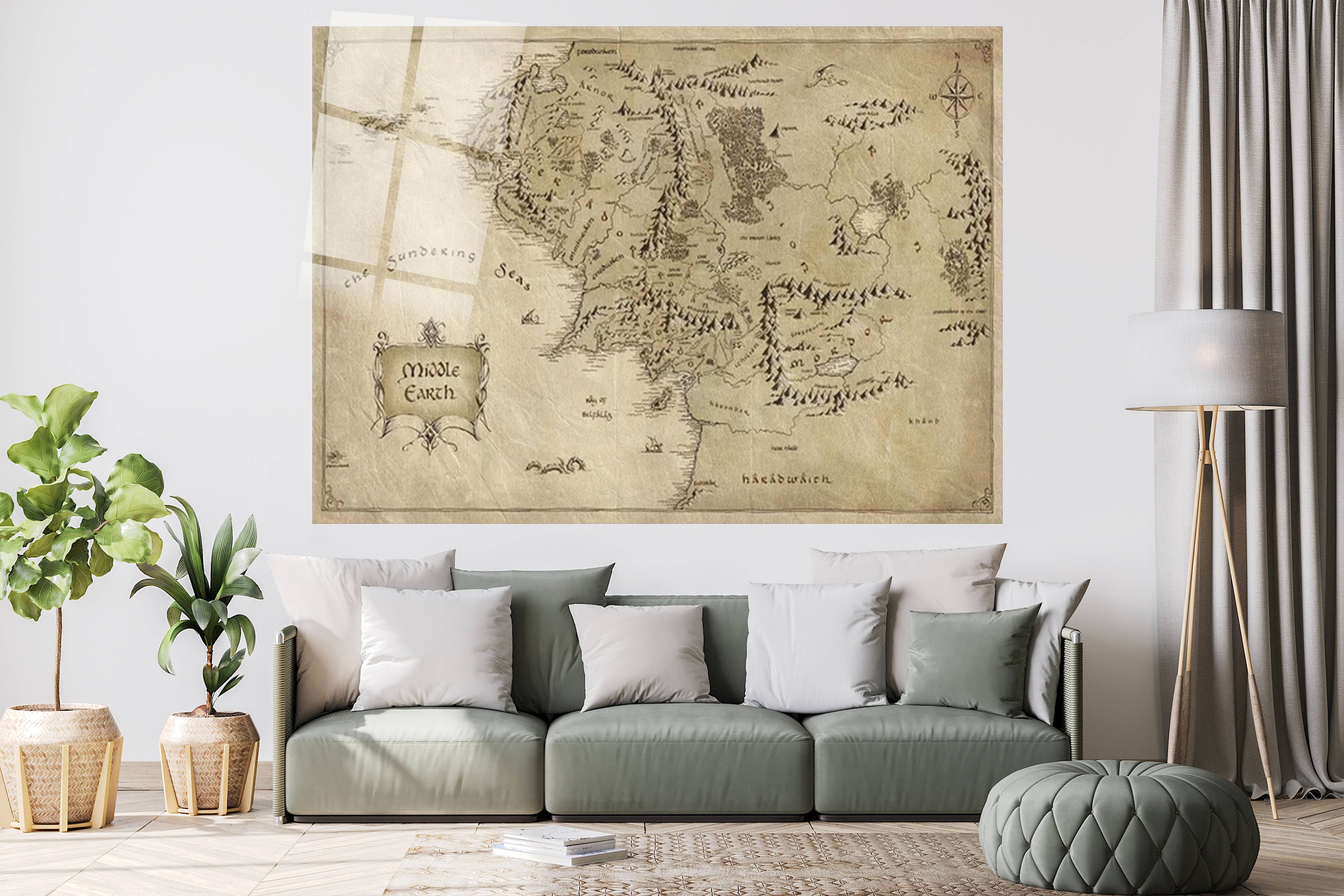 Lord of the Rings Map, LOTR Map Poster Wall Art, Old Middle Earth Map ...