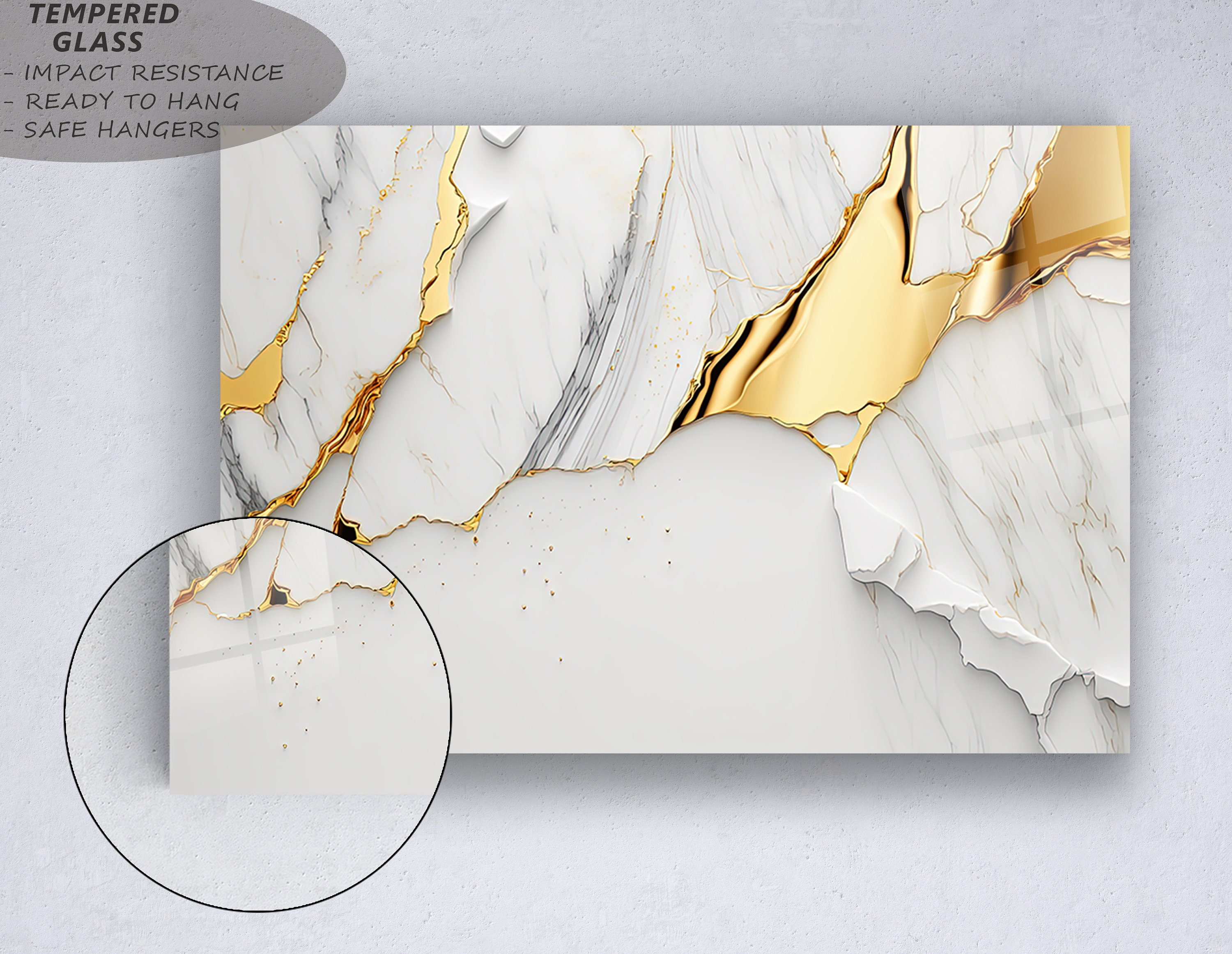 Abstract White Gold Marble Wall Art, Marble Print Art, Canvas Wall Art ...