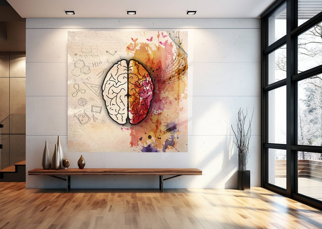 Brain Sides Anatomy Wall Art, Abstract Science Wall Art, Psychology ...