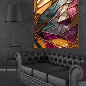 Stained Glass Pattern Abstract Wall Art, Abstract Wall Art, Extra Large ...