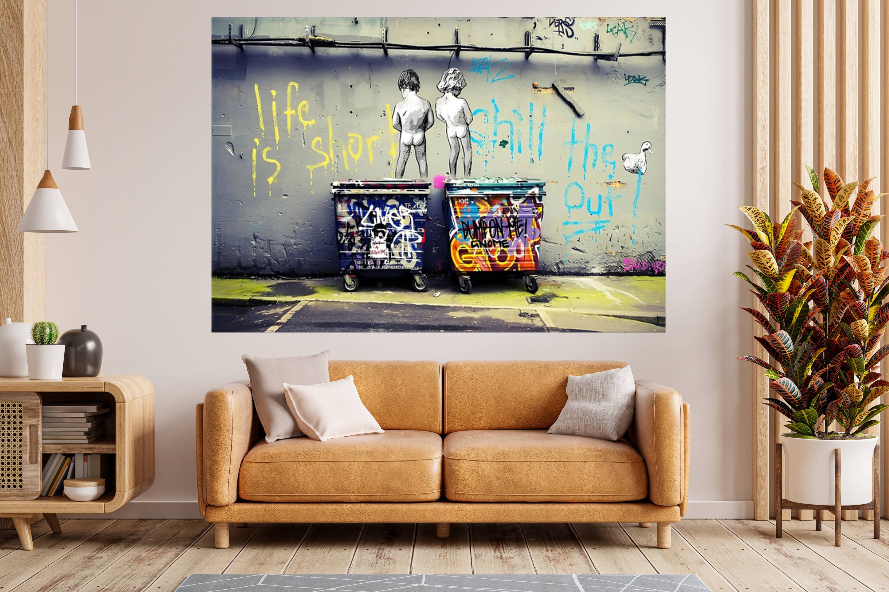 Banksy Life is Short, Banksy Wall Art, Street Graffiti Art Canvas, Pop ...
