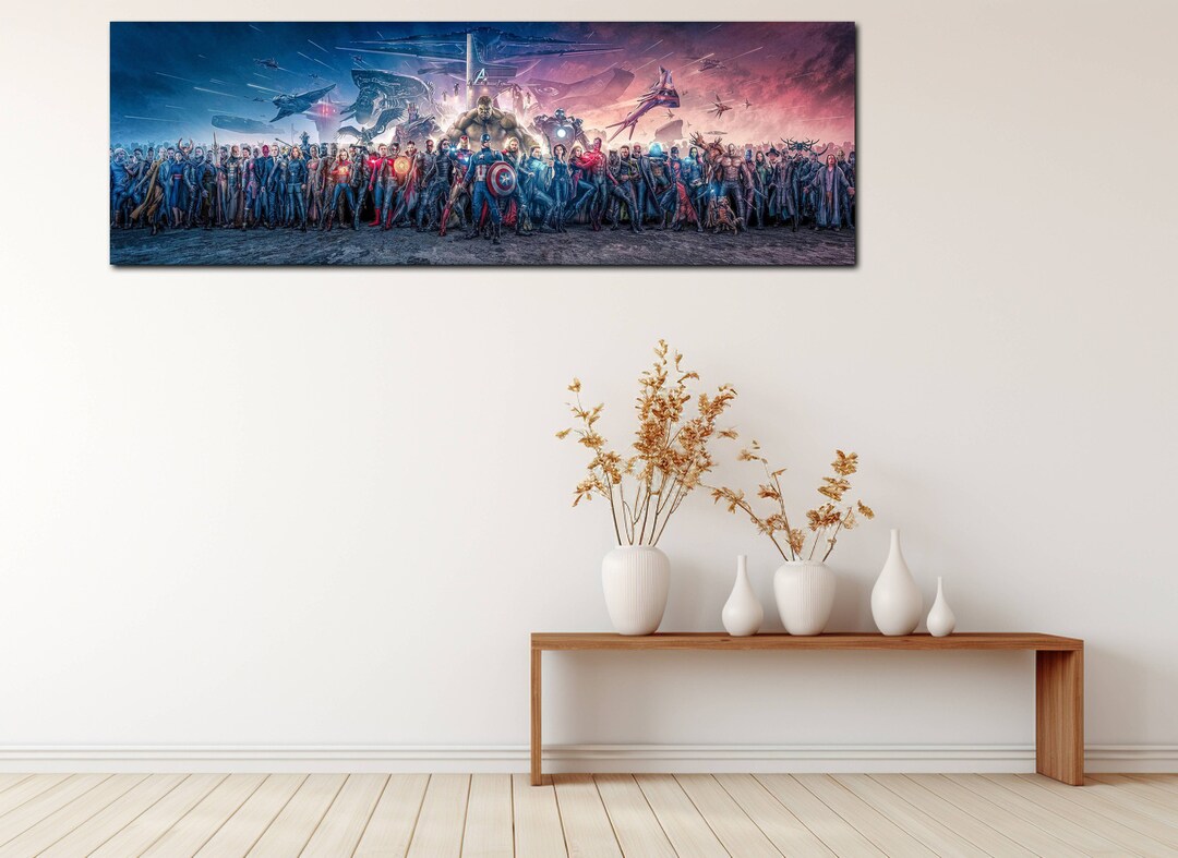 Blockbuster Wall Art, 150 Characters Panoramic Wall Art, Marvel ...