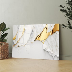 Abstract White Gold Marble Wall Art, Marble Print Art, Canvas Wall Art ...