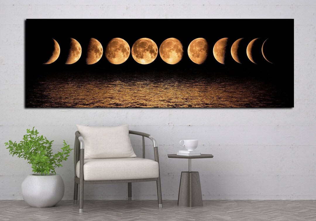 Moon Phases Wall Art, Moon Phases Canvas, Lunar Eclipse Canvas ...