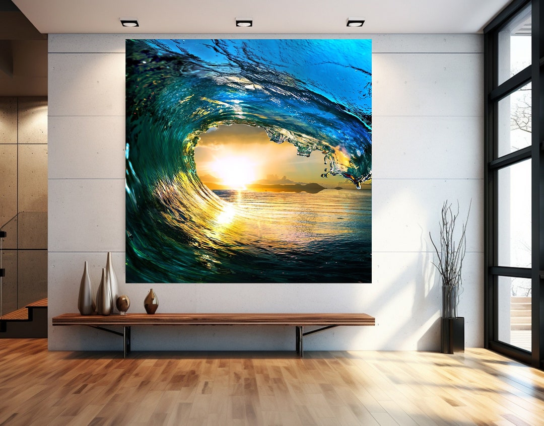 Ocean Wave Wall Art, Ocean Wall Art, Landscape Wall Art, Extra Large ...