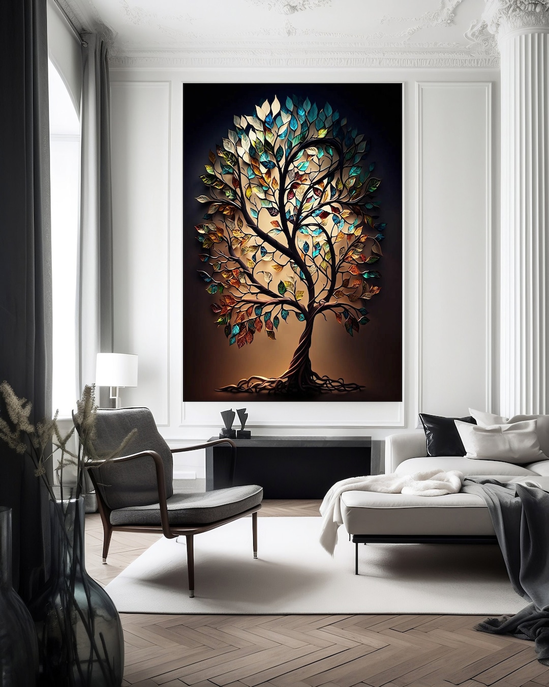 Tree of Life Wall Art, Abstract Tree of Life Wall Art, Extra Large Wall ...