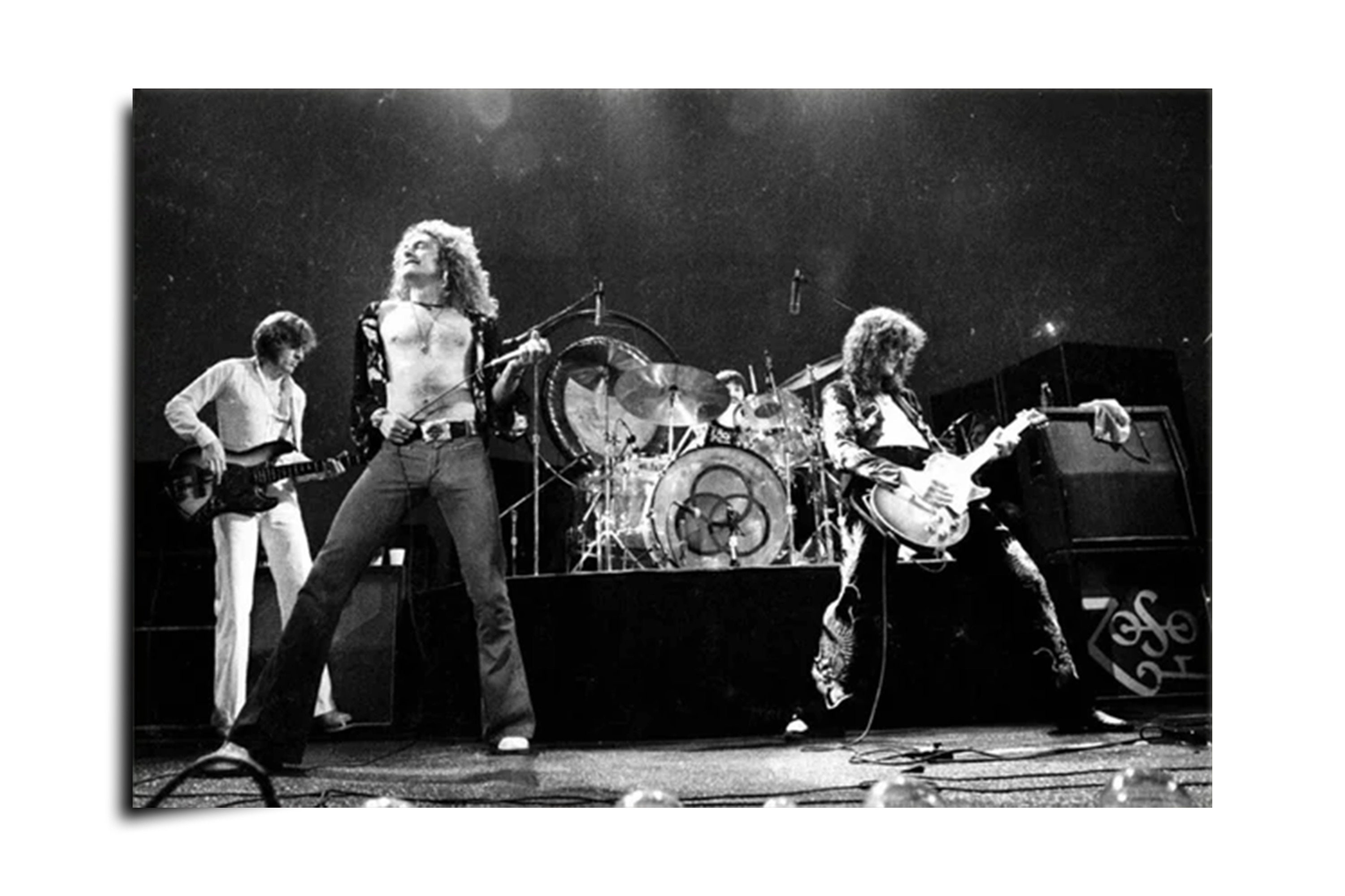 Led Zeppelin Poster, Black & White 1970s Music Band, Extra Large Canvas ...