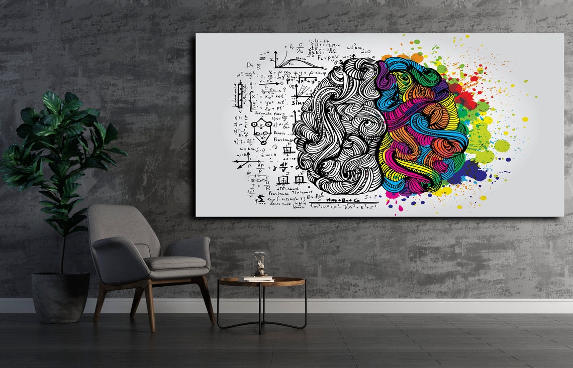 Brain Sides Wall Art, Anatomy Wall Art, Psychology Abstract Science ...