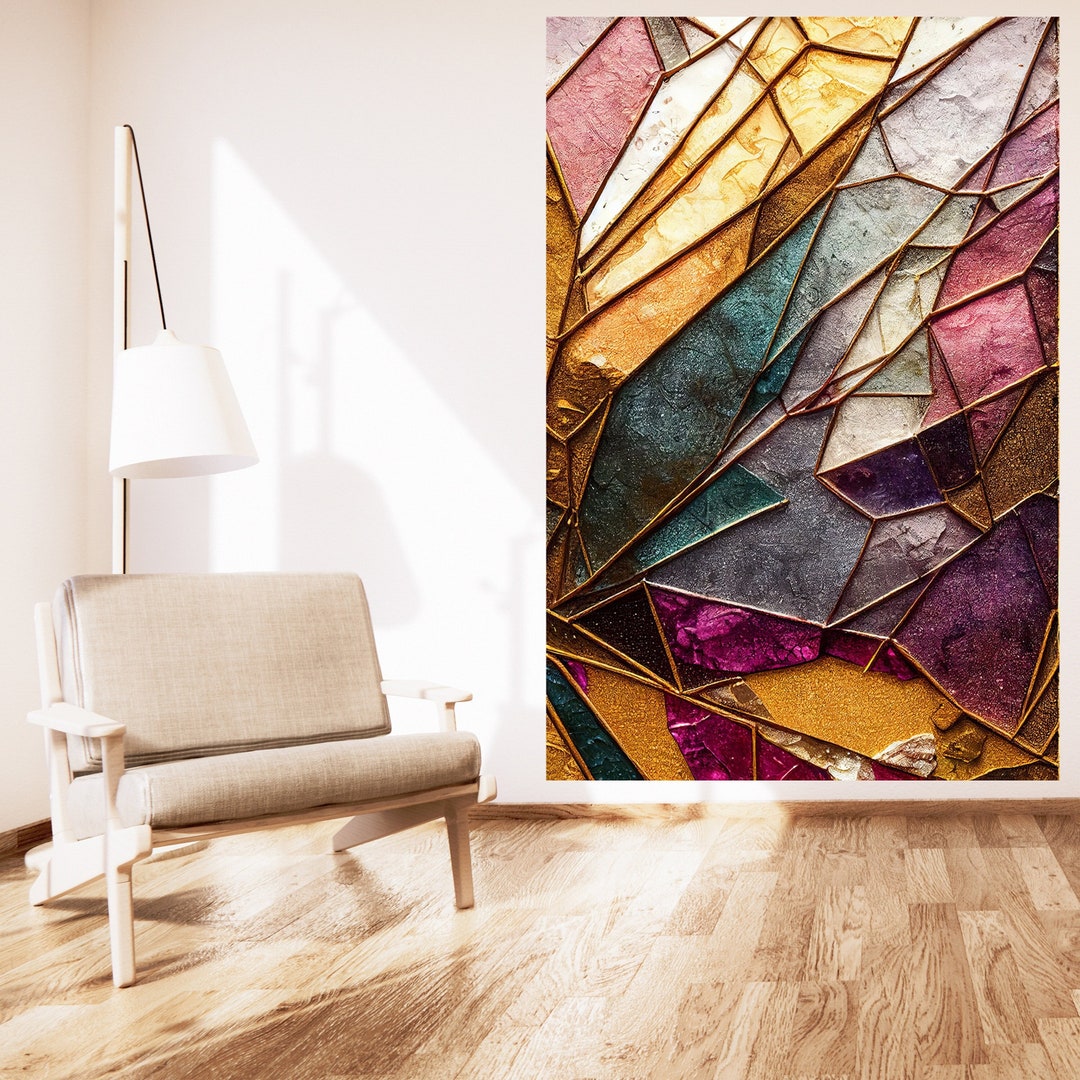 Stained Glass Pattern Abstract Wall Art, Abstract Wall Art, Extra Large ...