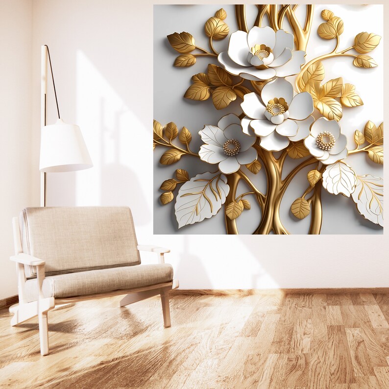 Abstract Flower Wall Art, Flowered Pattern Wall Art, Extra Large Wall ...