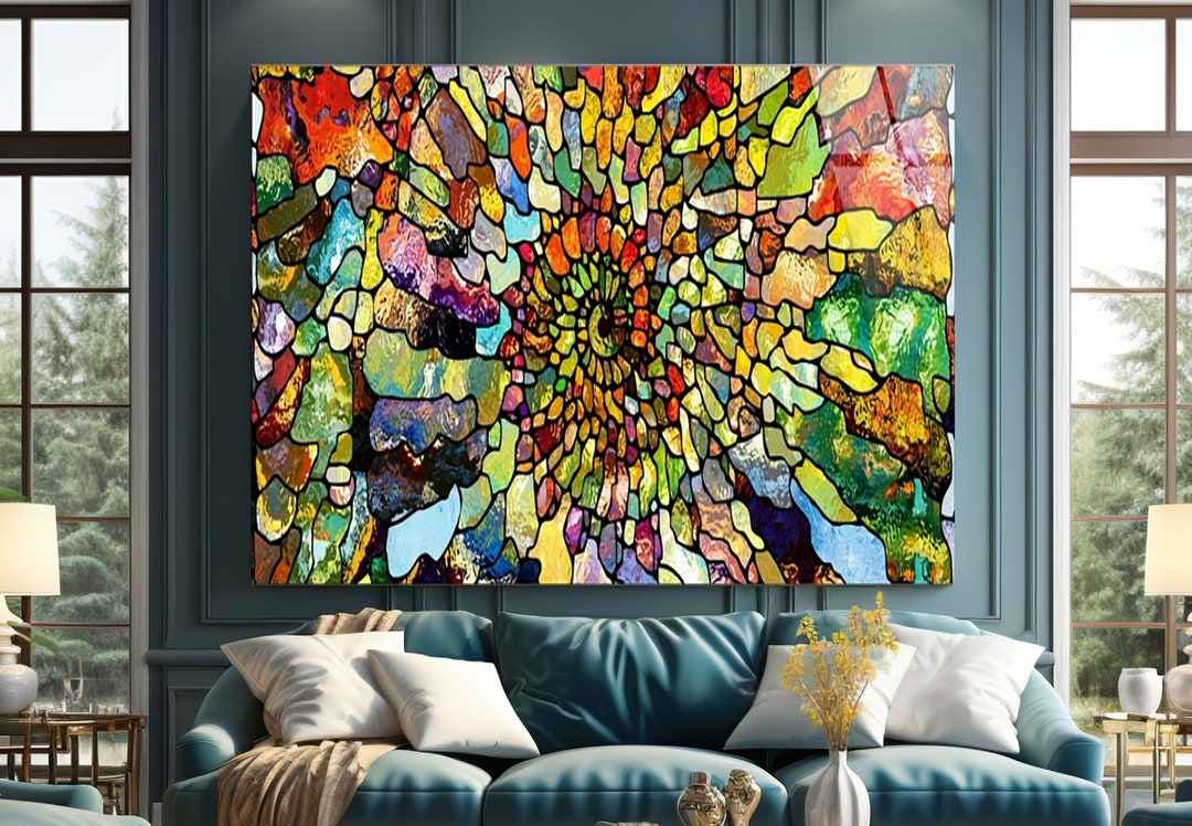 Abstract Colorful Glass Wall Art, Abstract Glass Wall Art, Extra Large ...