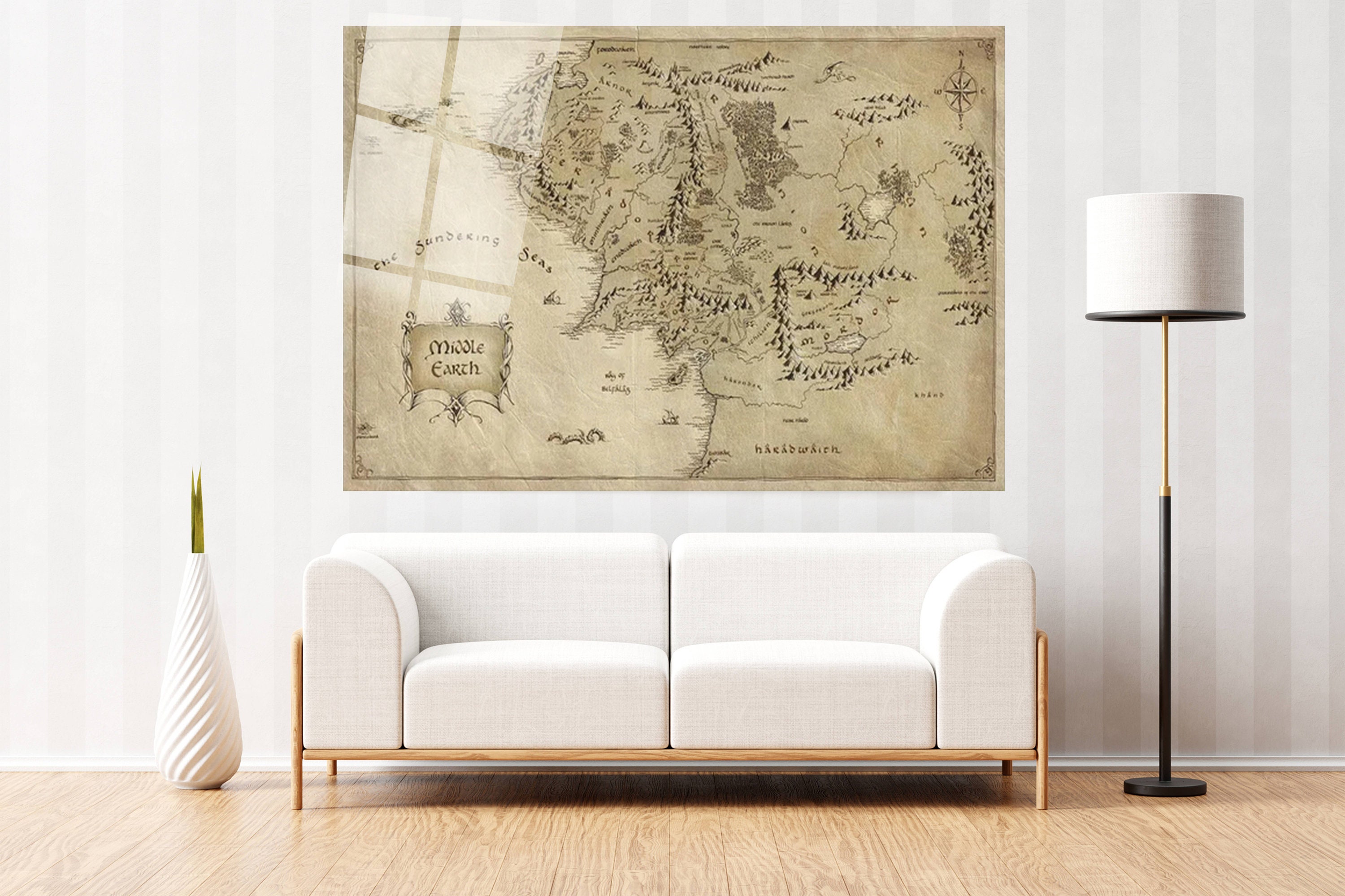 Lord of the Rings Map, LOTR Map Poster Wall Art, Old Middle Earth Map ...