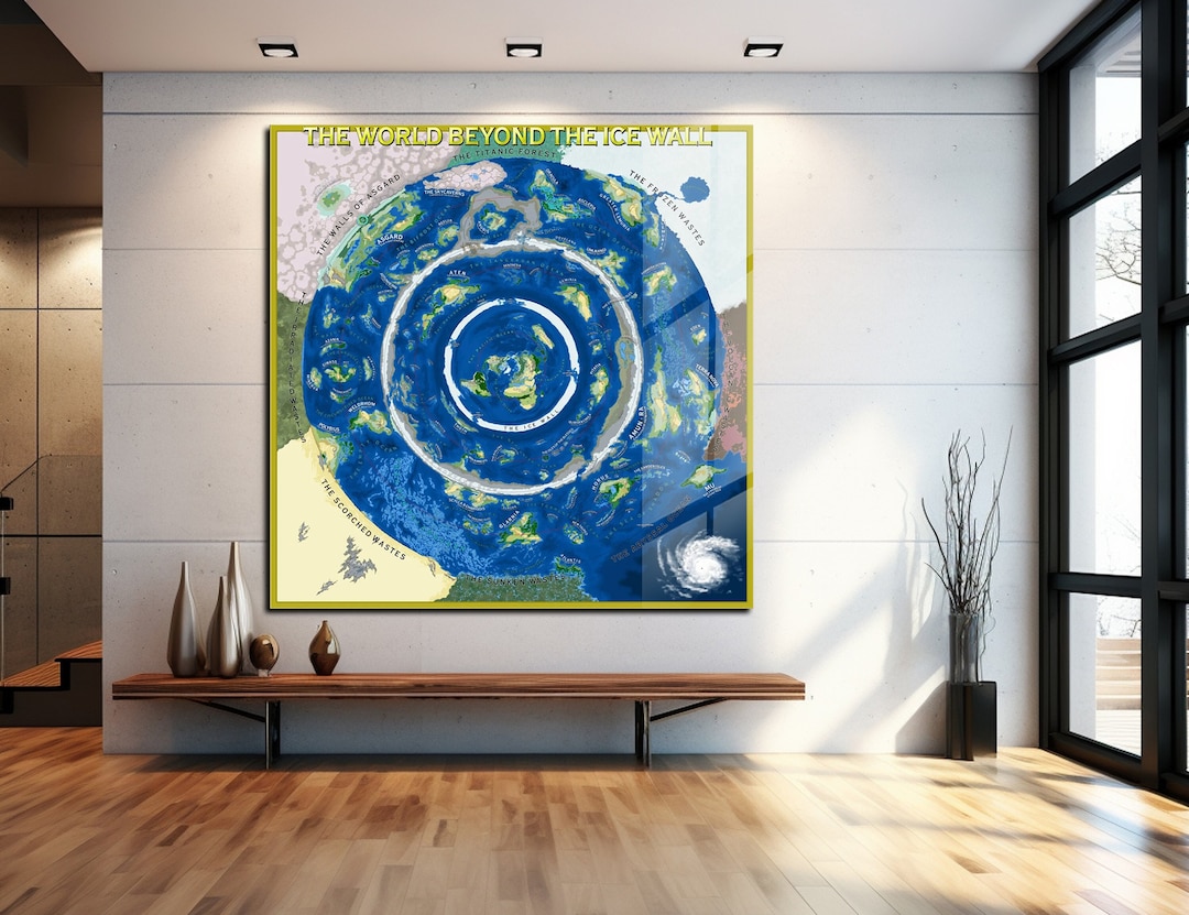 The World Beyond the Ice Wall Canvas, Satallite Flat Earth Map ...