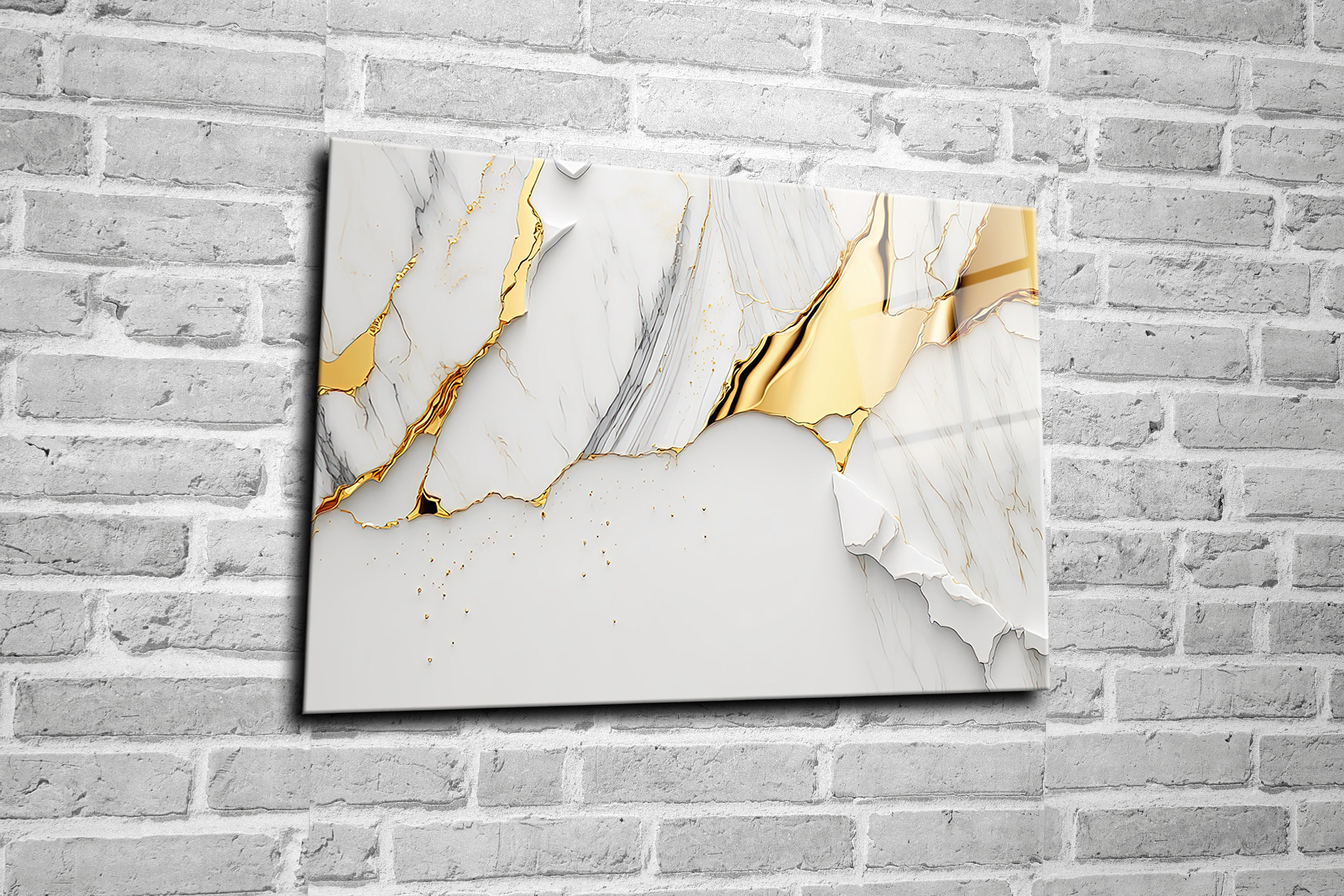 Abstract White Gold Marble Wall Art, Marble Print Art, Canvas Wall Art ...