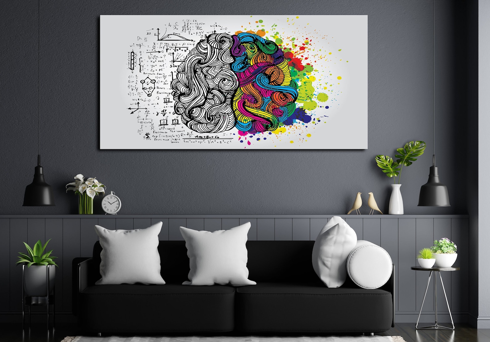 Brain Sides Wall Art, Anatomy Wall Art, Psychology Abstract Science ...