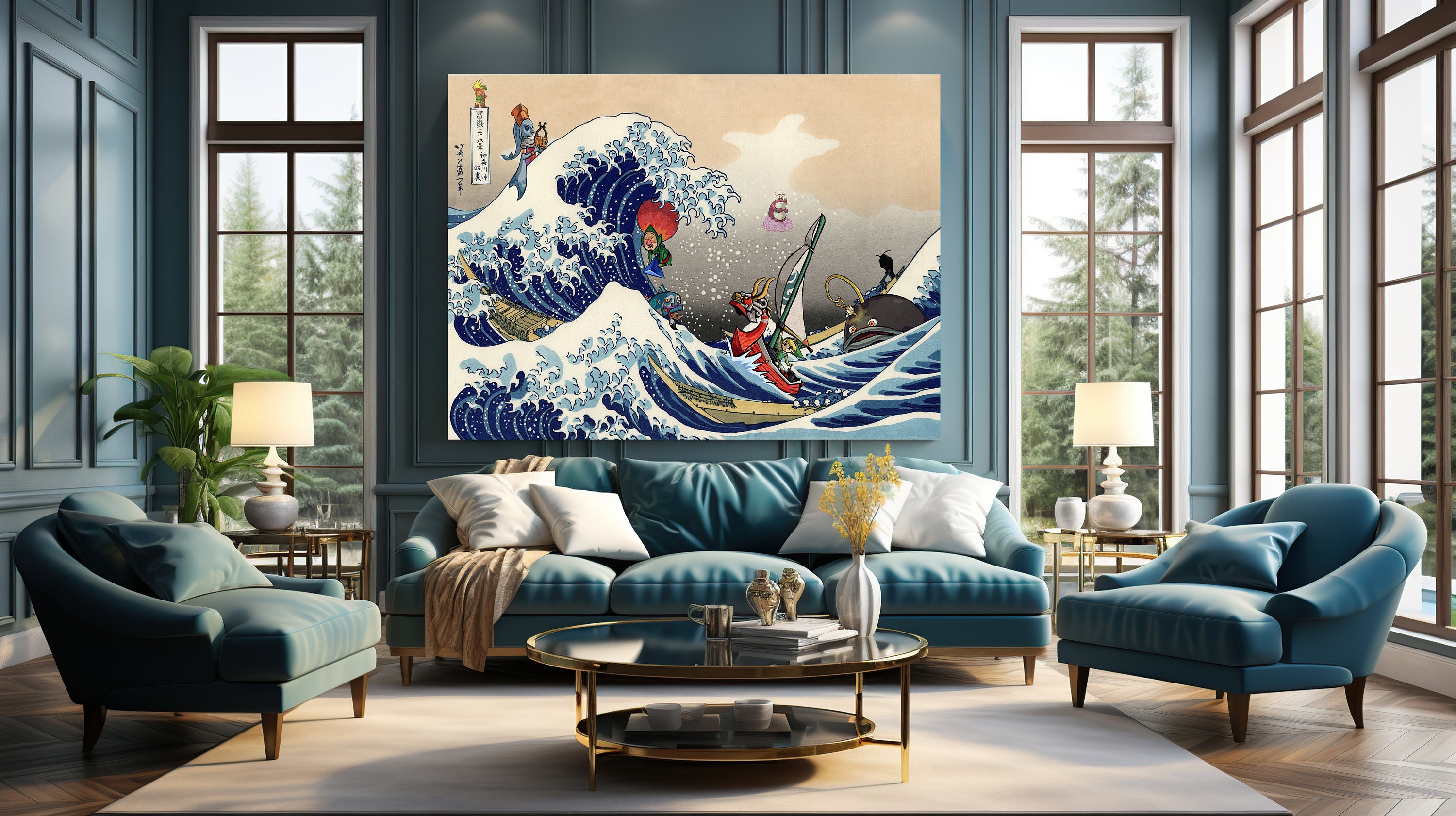 The Legend of Zelda Windwaker the Great Wave off Kanagawa, Canvas Wall ...