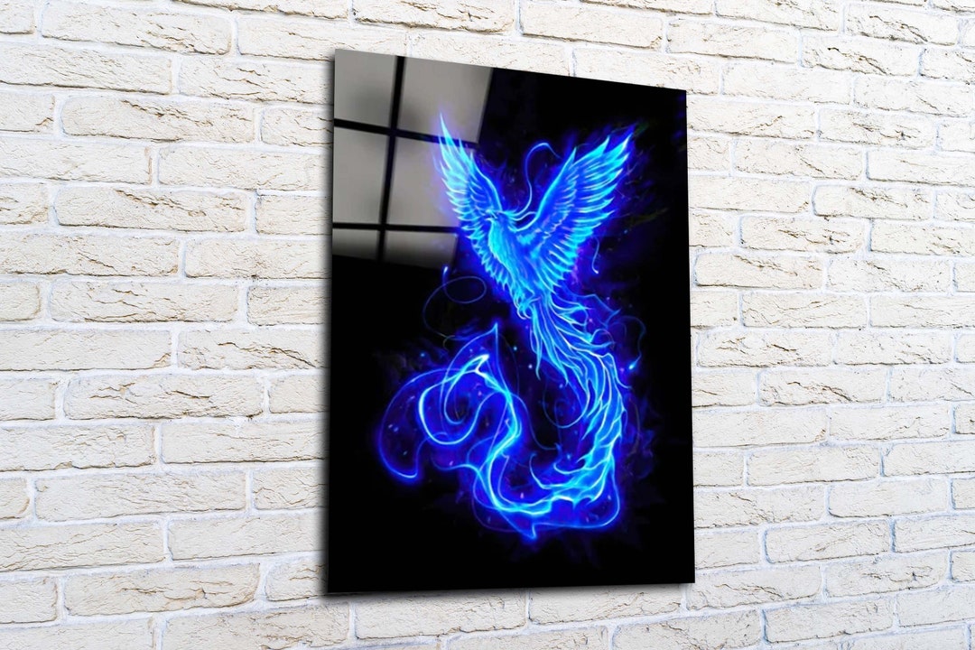 Blue Phoenix Wall Art, Animal Giclee Prints Canvas Wall Decor, Abstract ...