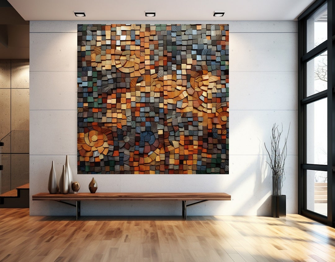 Stained Wood Pattern Abstract Wall Art, Abstract Wall Art, Extra Large ...