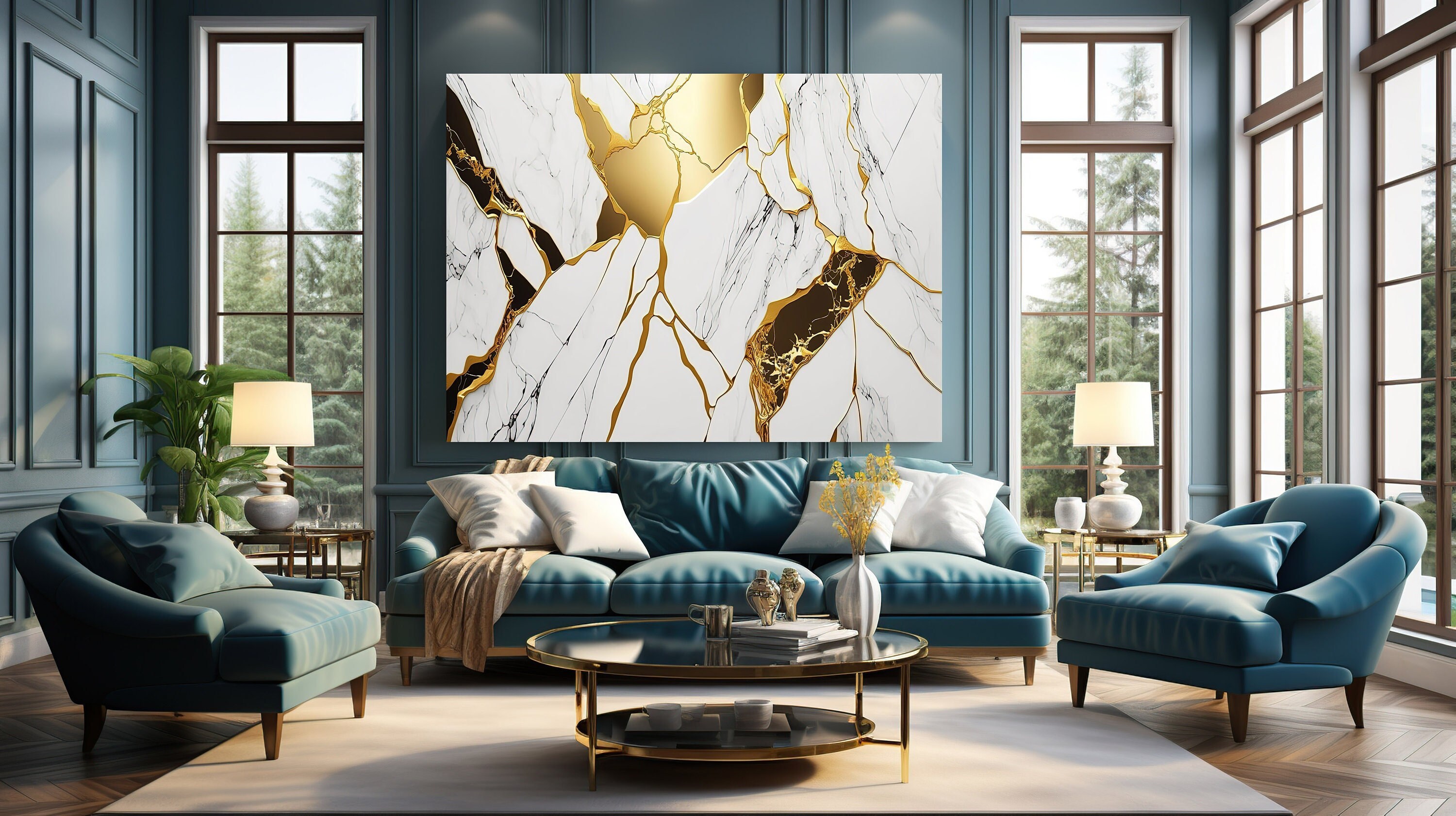 Abstract White Gold Marble Wall Art, Marble Print Art, Canvas Wall Art ...