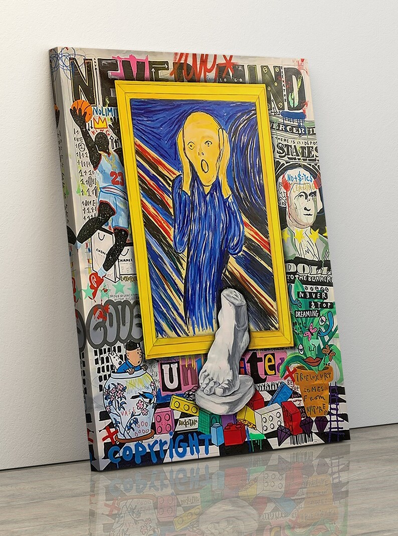 Banks Scary Face, Banksy Van Gogh Wall Art, Banksy Glass, Banksy Canvas ...