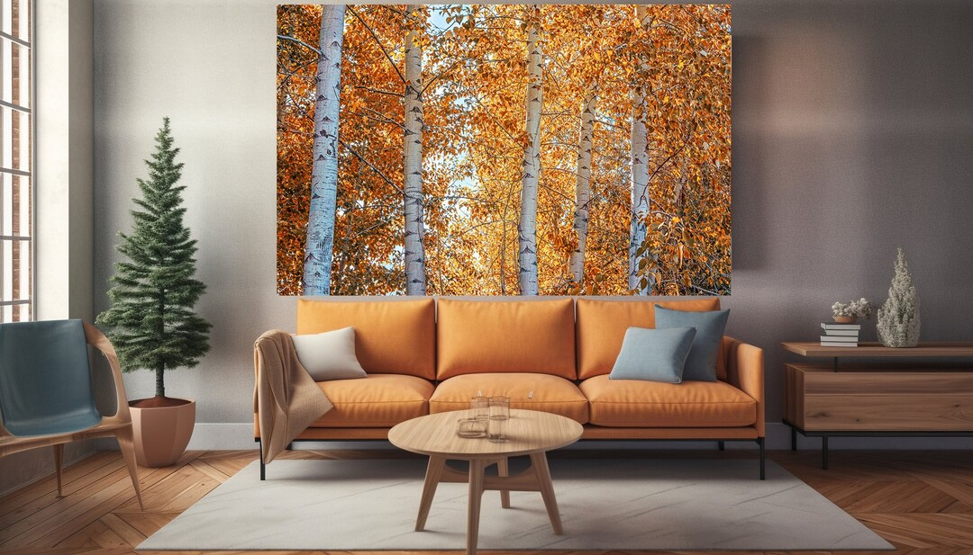 Aspen Tree Wall Art, Aspen Landscape Canvas, Automn in Forest, Extra ...