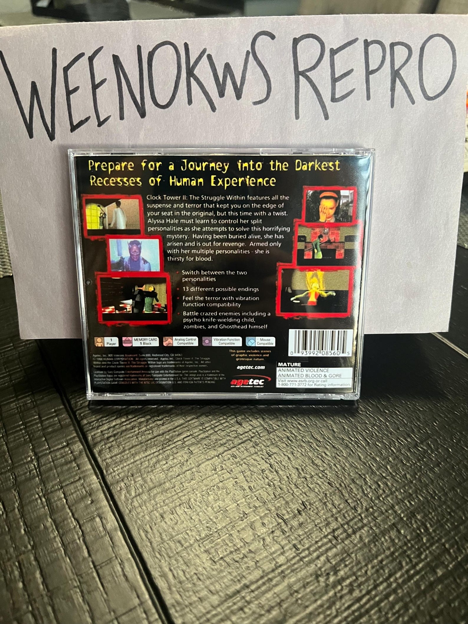 Clock Tower 2 the Struggle Within REPRODUCTION CASE No Disc! Ps1 - Etsy