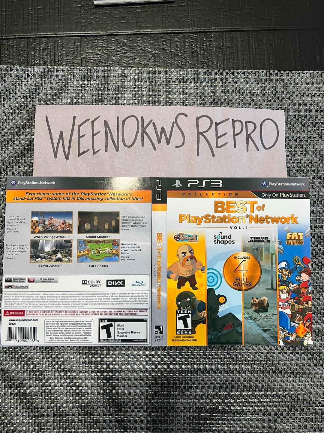 Best of Playstation Network Vol. 1 REPRODUCTION Artwork Only No Case ...