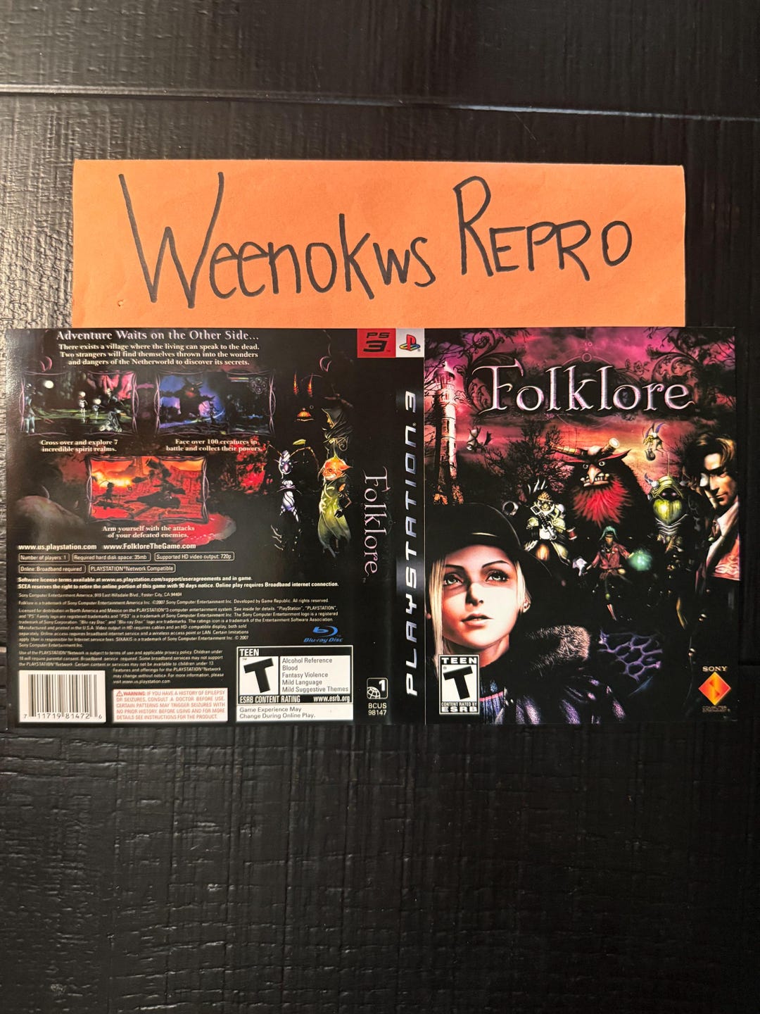 Folklore REPRODUCTION Artwork Only No Case! Ps3 - Etsy