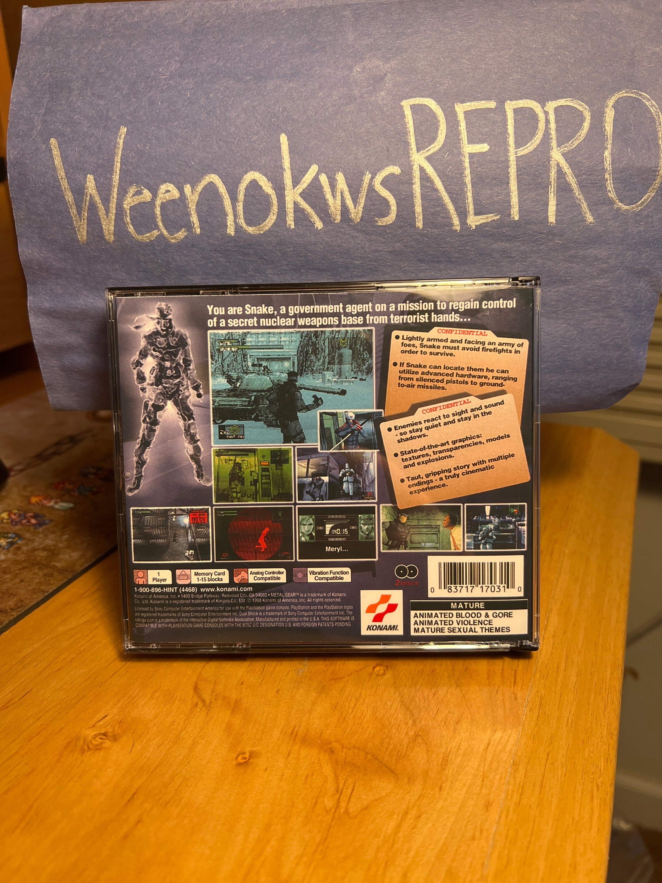 Metal Gear Solid 1 REPRODUCTION CASE No Disc Black Label Ps1 - Etsy