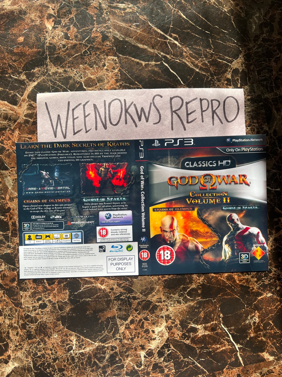 God of War Collection Volume 2 HD REPRODUCTION Artwork Only No Case ...