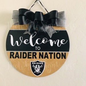 12" Las Vegas Raiders Wood Sign Football Door Sign NFL Wreath Football ...