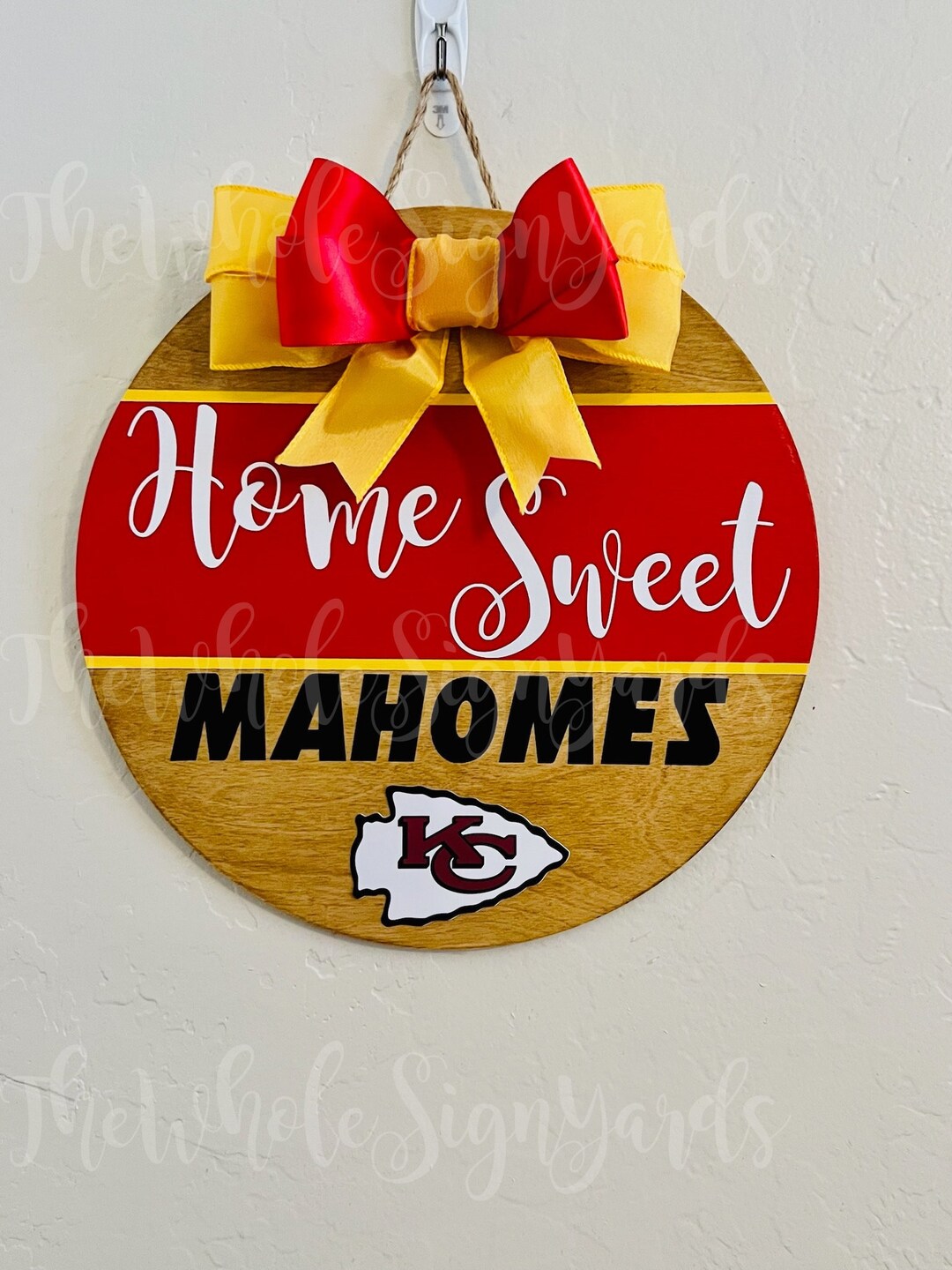 12" Kansas City Chiefs Wood Sign Football Door Sign NFL Wreath Football ...