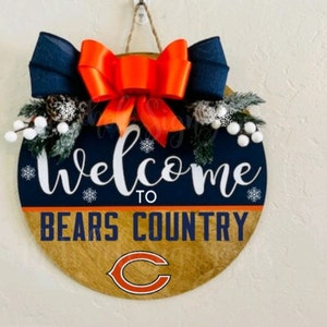 12" Chicago Bears Wood Sign Football Door Sign NFL Wreath Football Da ...