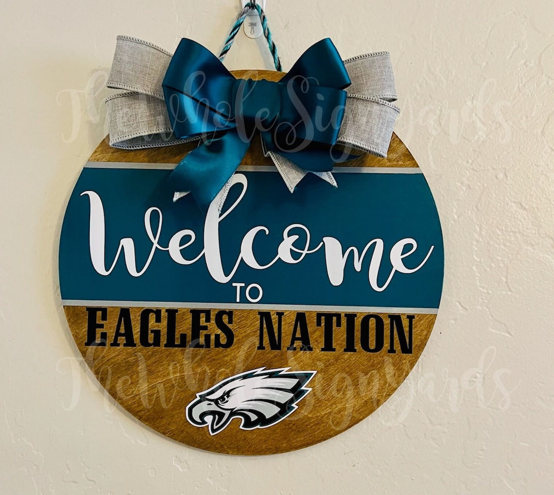 12" Philadelphia Eagles Wood Sign Football Door Sign NFL Wreath Eagles ...