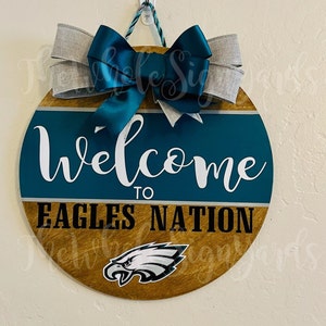 12" Philadelphia Eagles Wood Sign Football Door Sign NFL Wreath Eagles ...