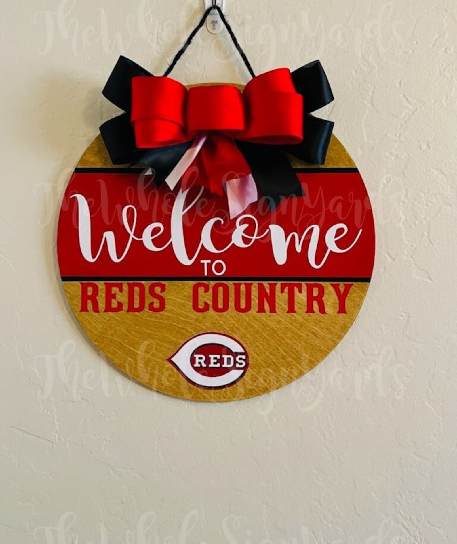 12" Cincinnati Reds Wood Round Door Sign Welcome to Our Home MLB Front ...