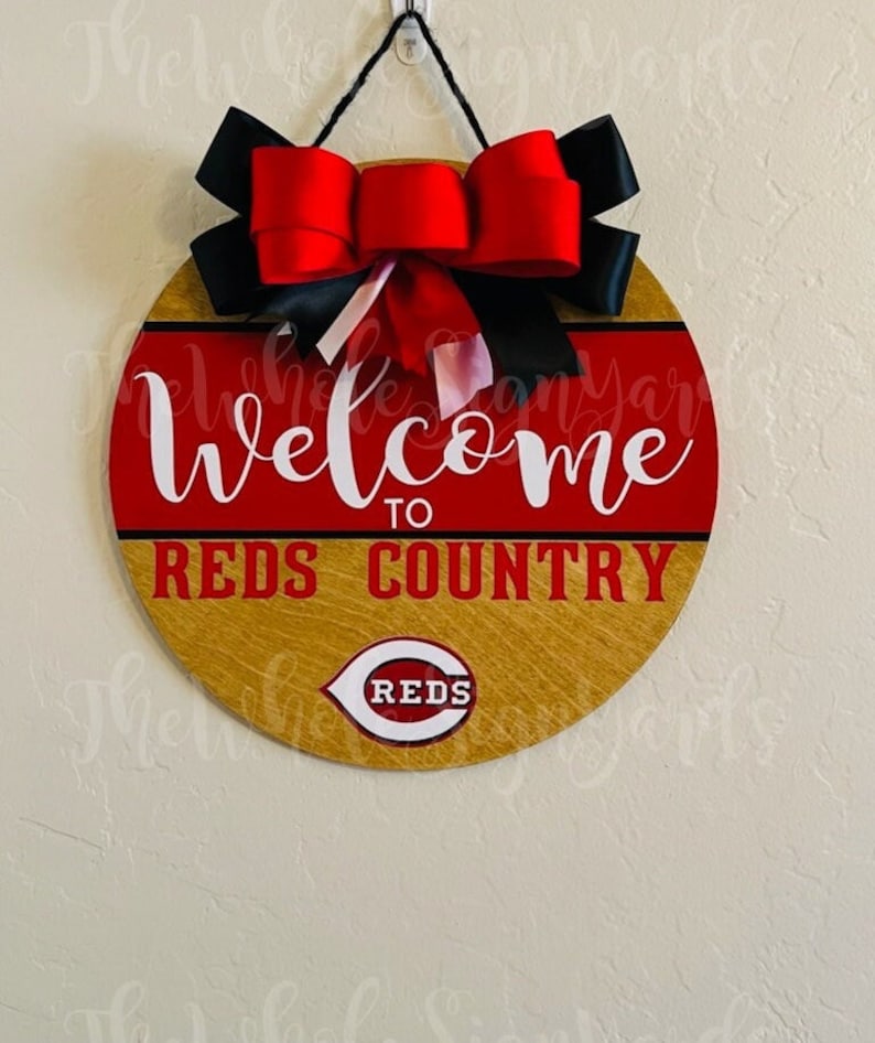 12 Cincinnati Reds Wood Round Door Sign Welcome to Our | Etsy