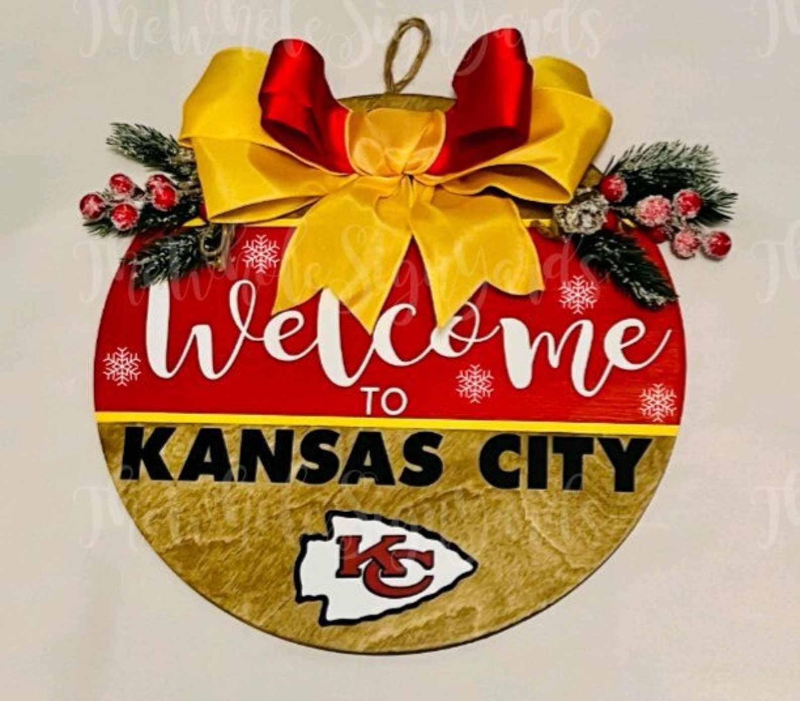 12" Kansas City Chiefs Wood Sign Football Door Sign NFL Wreath Football ...